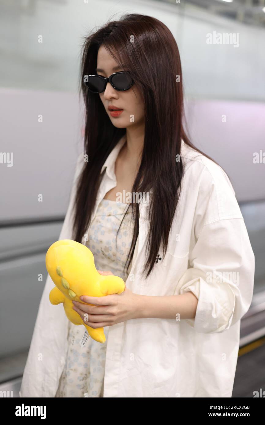Chinese actress Wang Churan appears at airport in Beijing, China. 14th ...