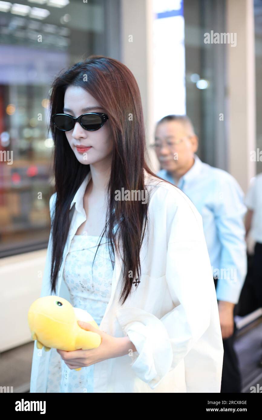 Chinese actress Wang Churan appears at airport in Beijing, China. 14th ...