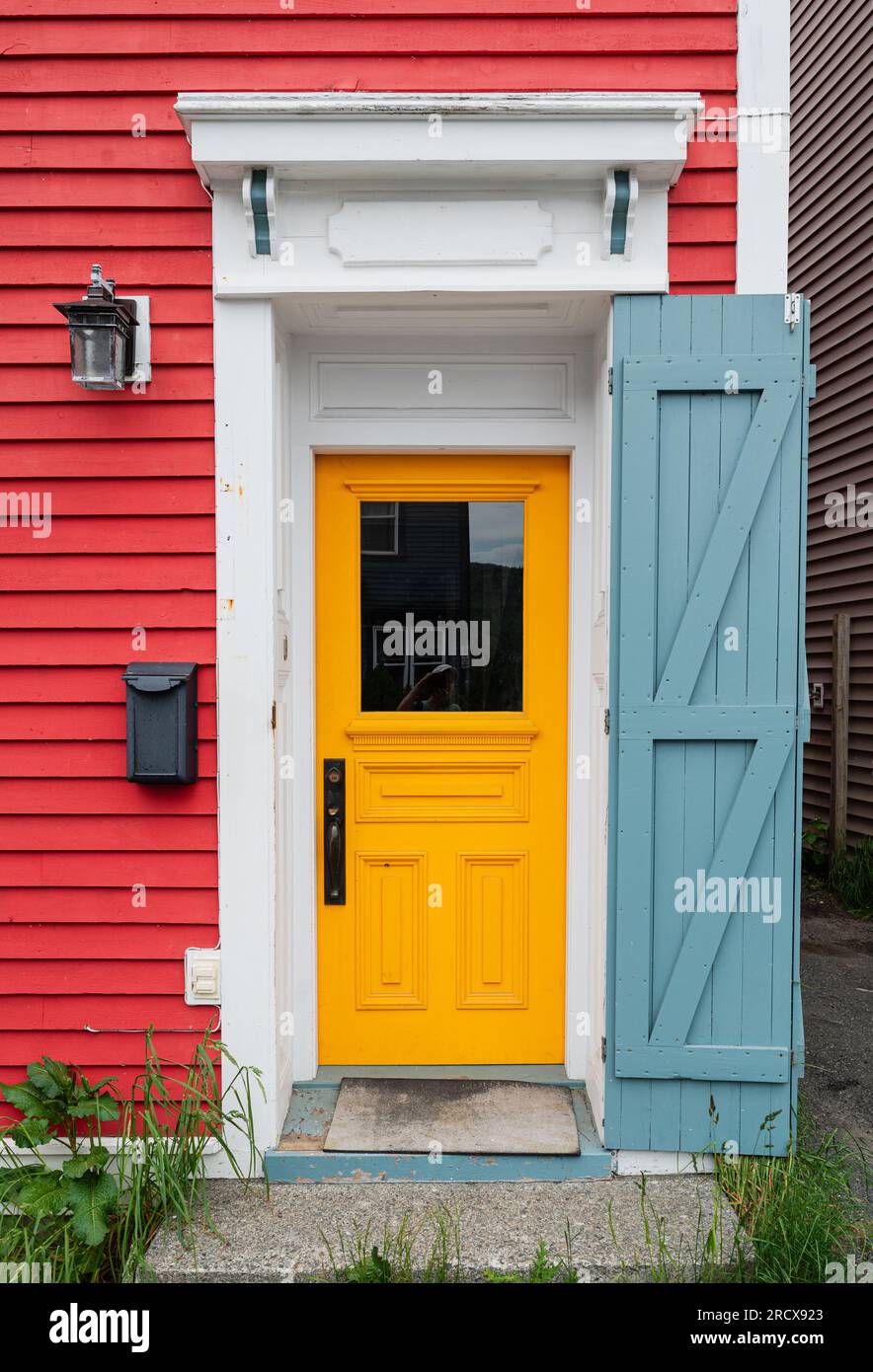 Brightly painted house with colorful door in St. John's, Newfoundland ...
