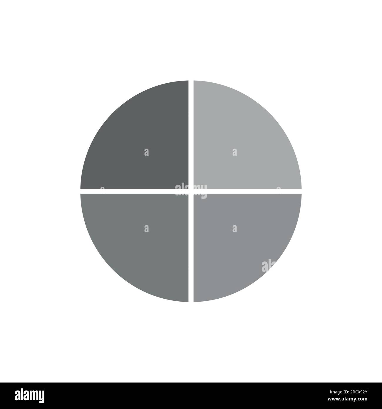 Four parts of circle. Pie chart with four same size sectors. Vector ...
