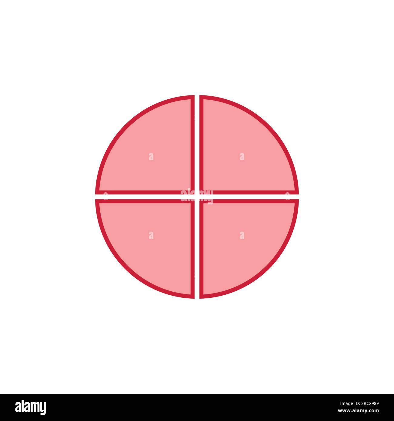Four parts of circle. Pie chart with four same size sectors. Vector ...