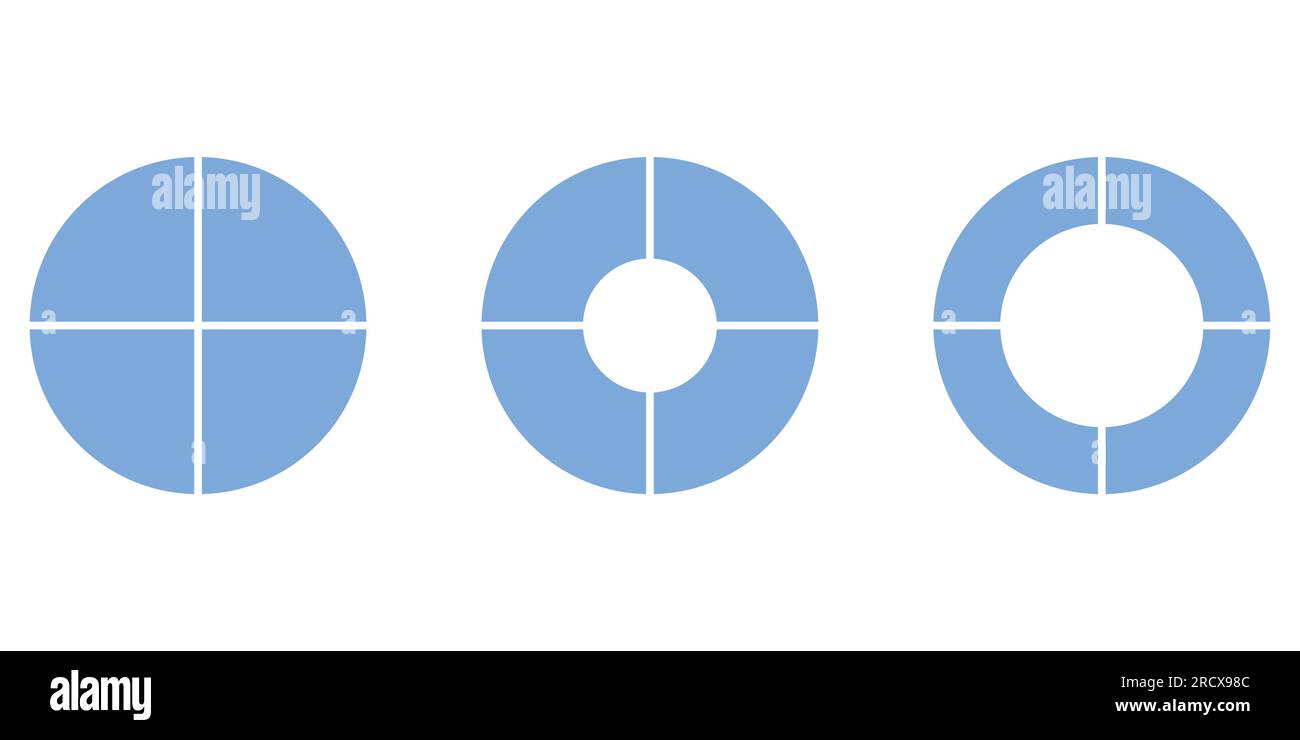 Set of four parts of circle. Pie chart with four same size sectors ...