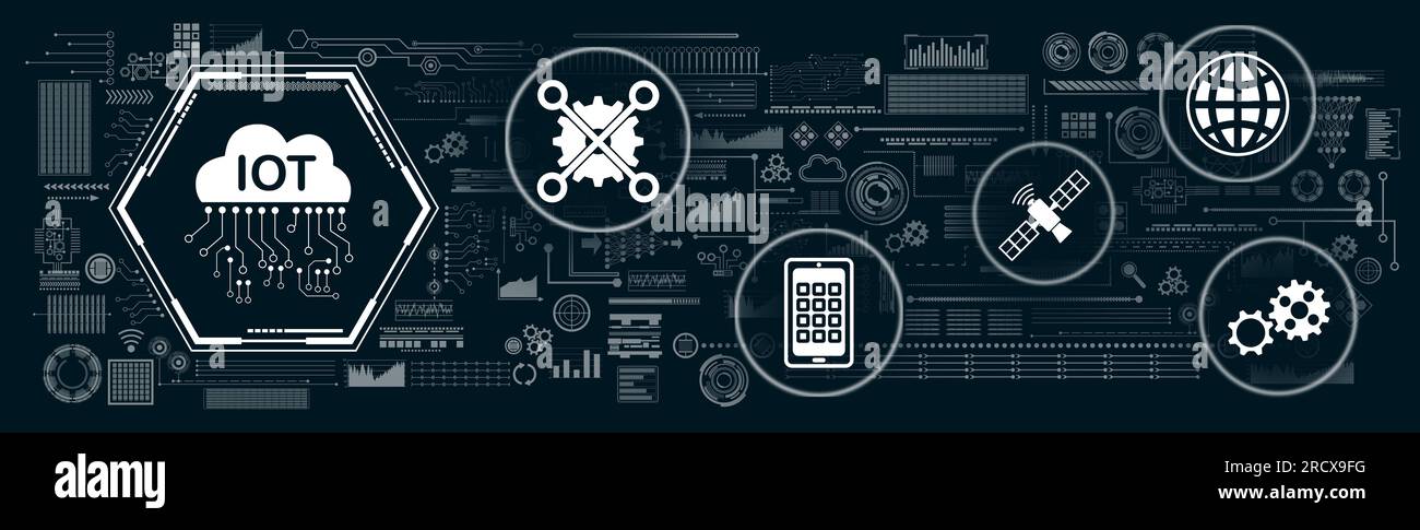 Concept of iot with icons on futuristic hud interface Stock Photo - Alamy