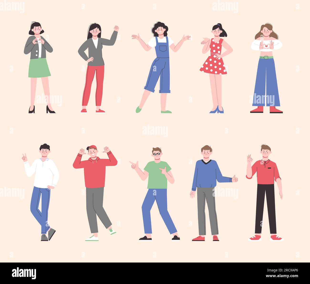 Happy positive excited people. Ok gestures, fun carefree person ...