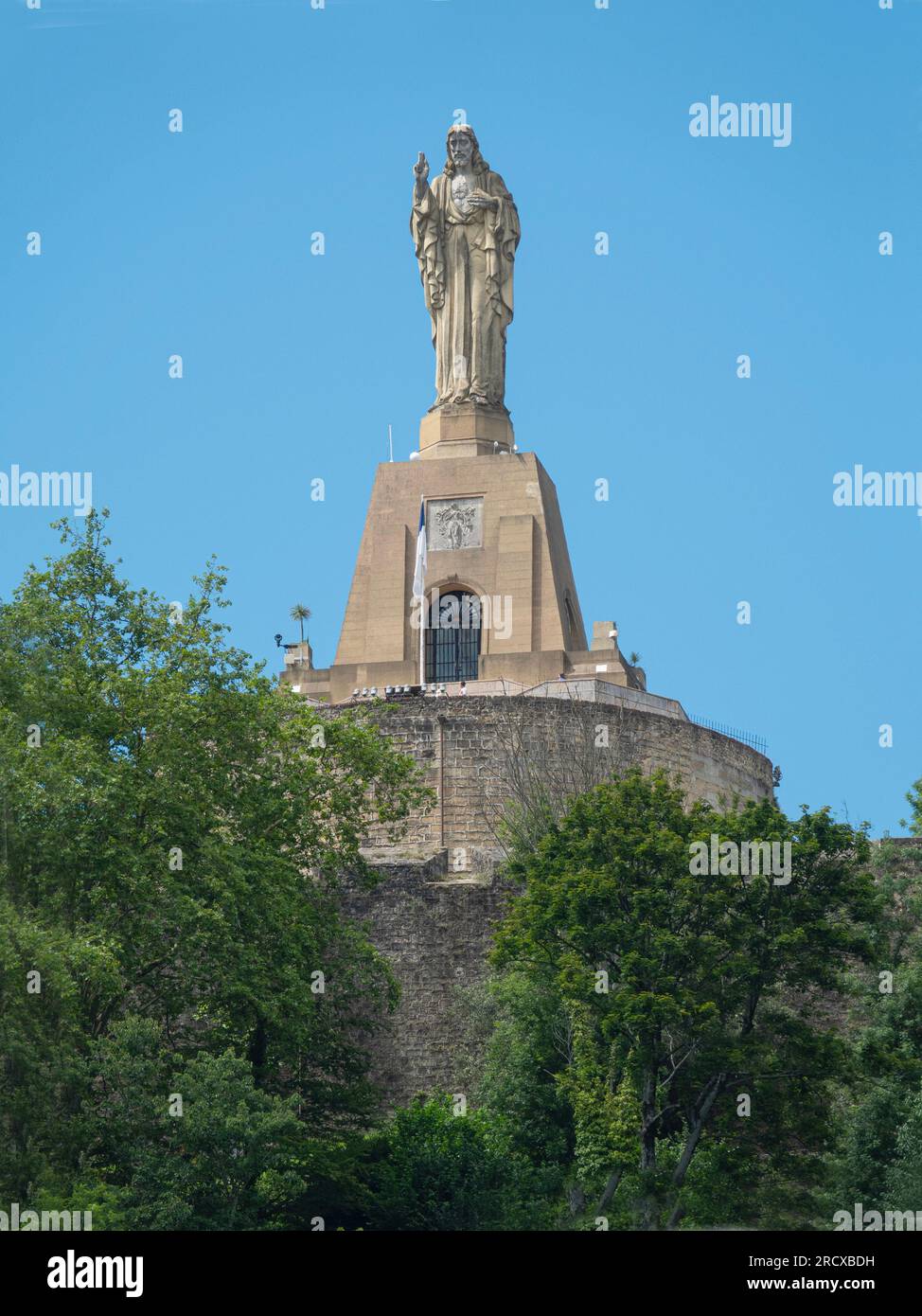 Jesus statue over San Sebastian. Dominating the top of the Urgull hill ...