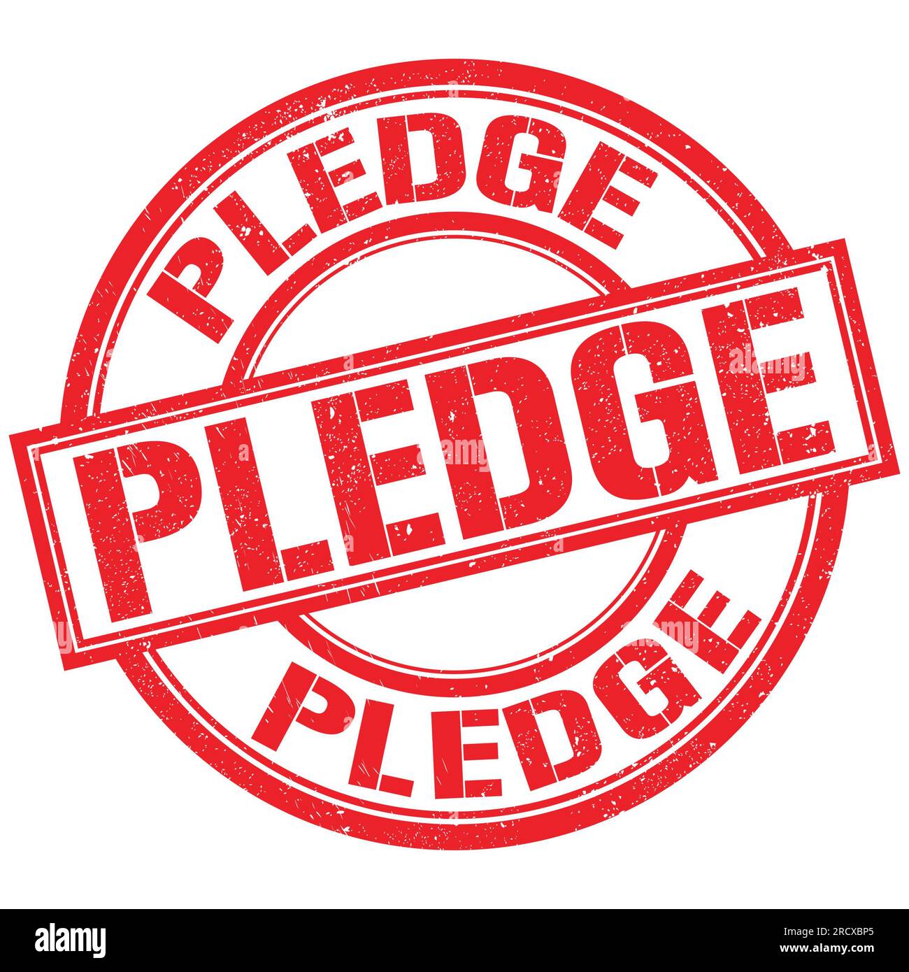 PLEDGE text written on red round stamp sign Stock Photo - Alamy