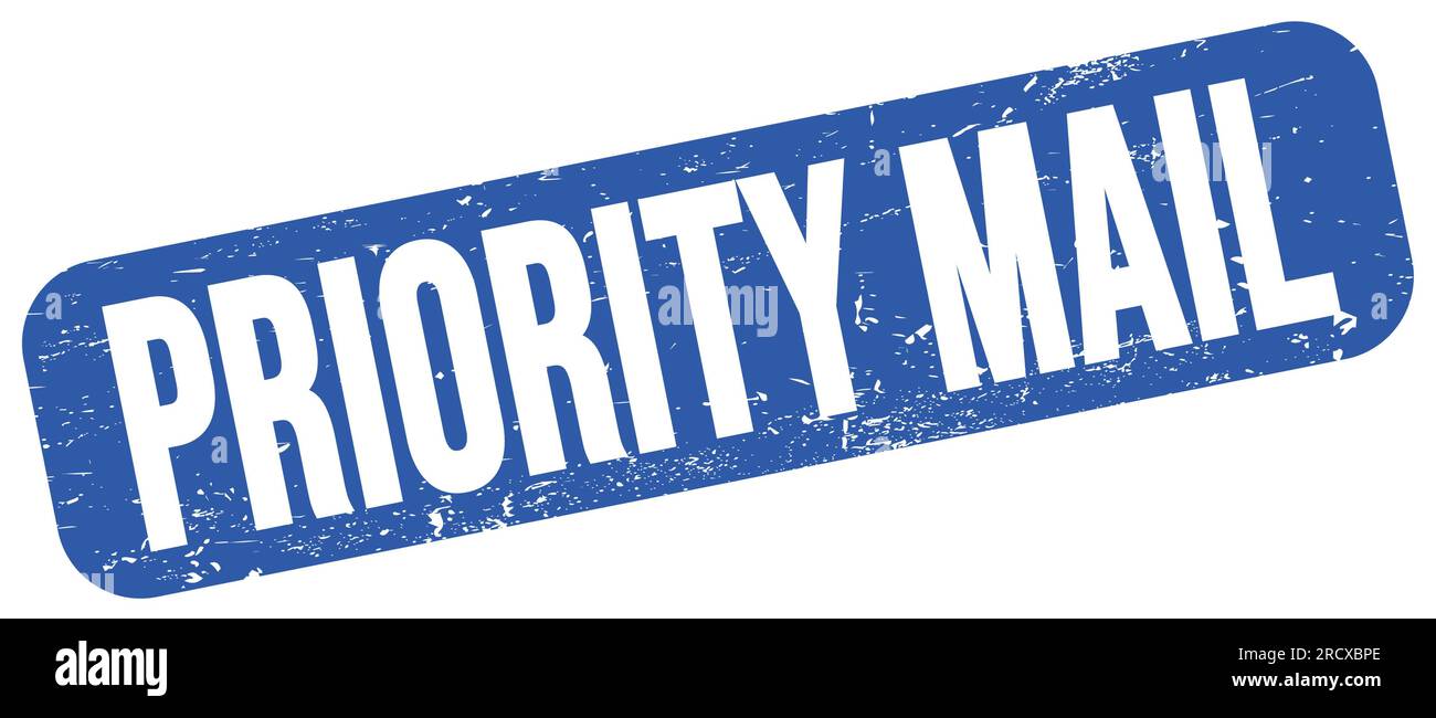 PRIORITY MAIL text written on blue grungy stamp sign Stock Photo - Alamy