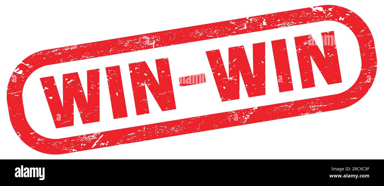 WIN-WIN, text on red rectangle stamp sign Stock Photo - Alamy