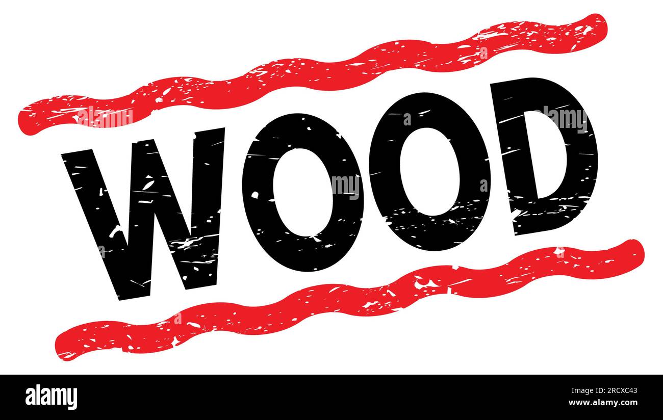 WOOD text written on red-black lines stamp sign Stock Photo - Alamy