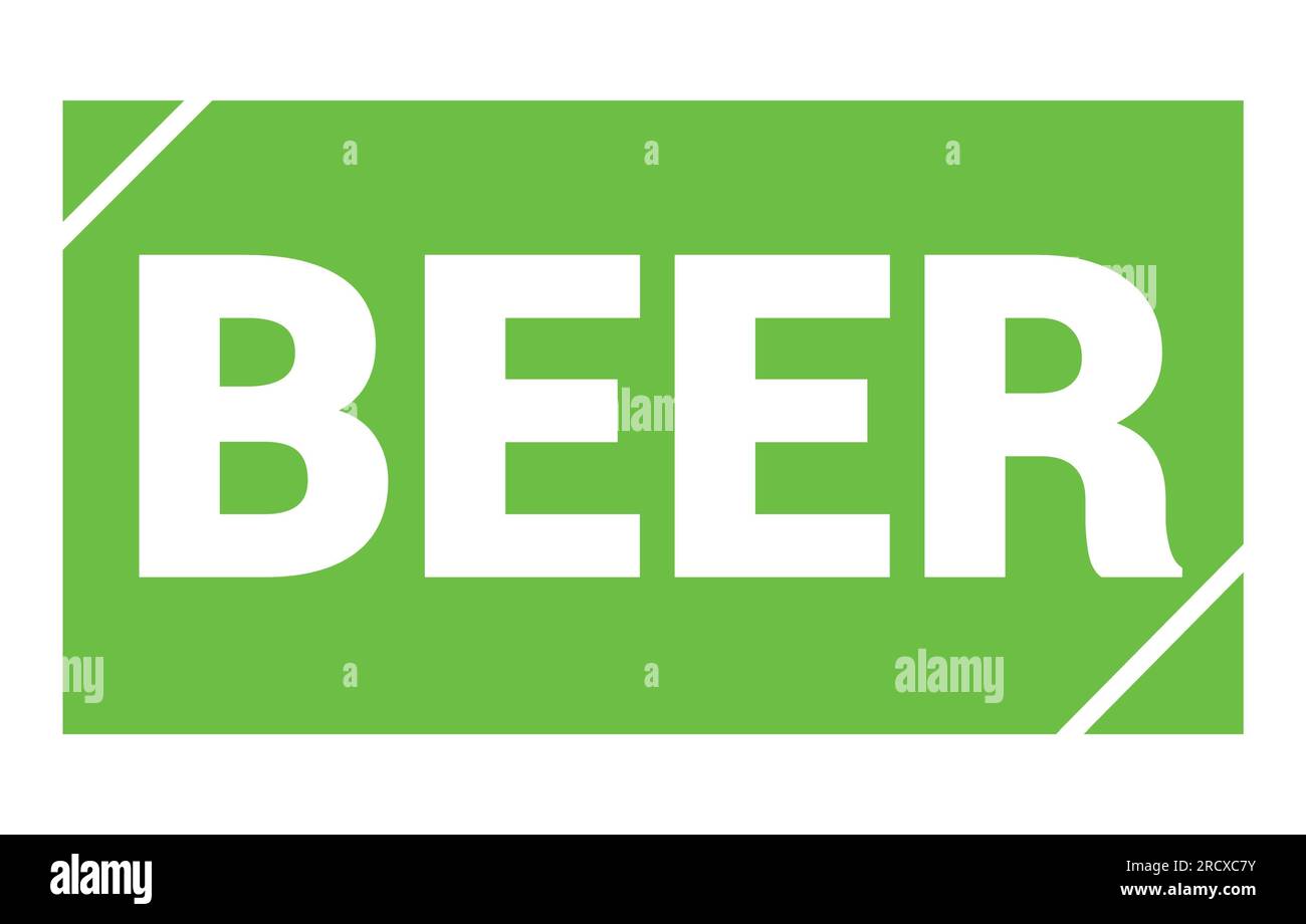 BEER text written on green rectangle stamp sign Stock Photo - Alamy