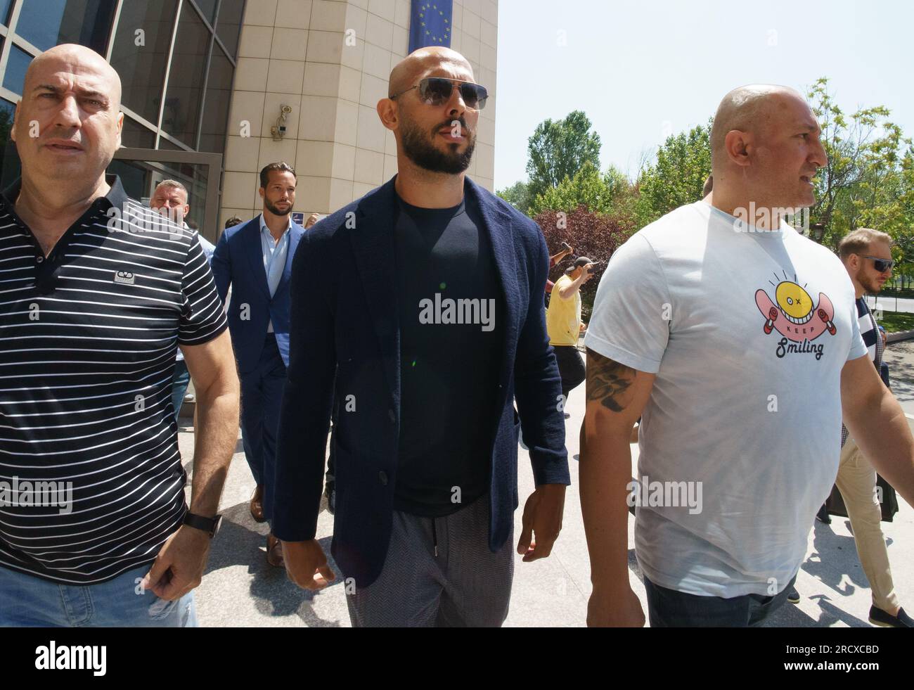 Bucharest, Romania. 17th July, 2023: Andrew Tate (C) and his brother ...