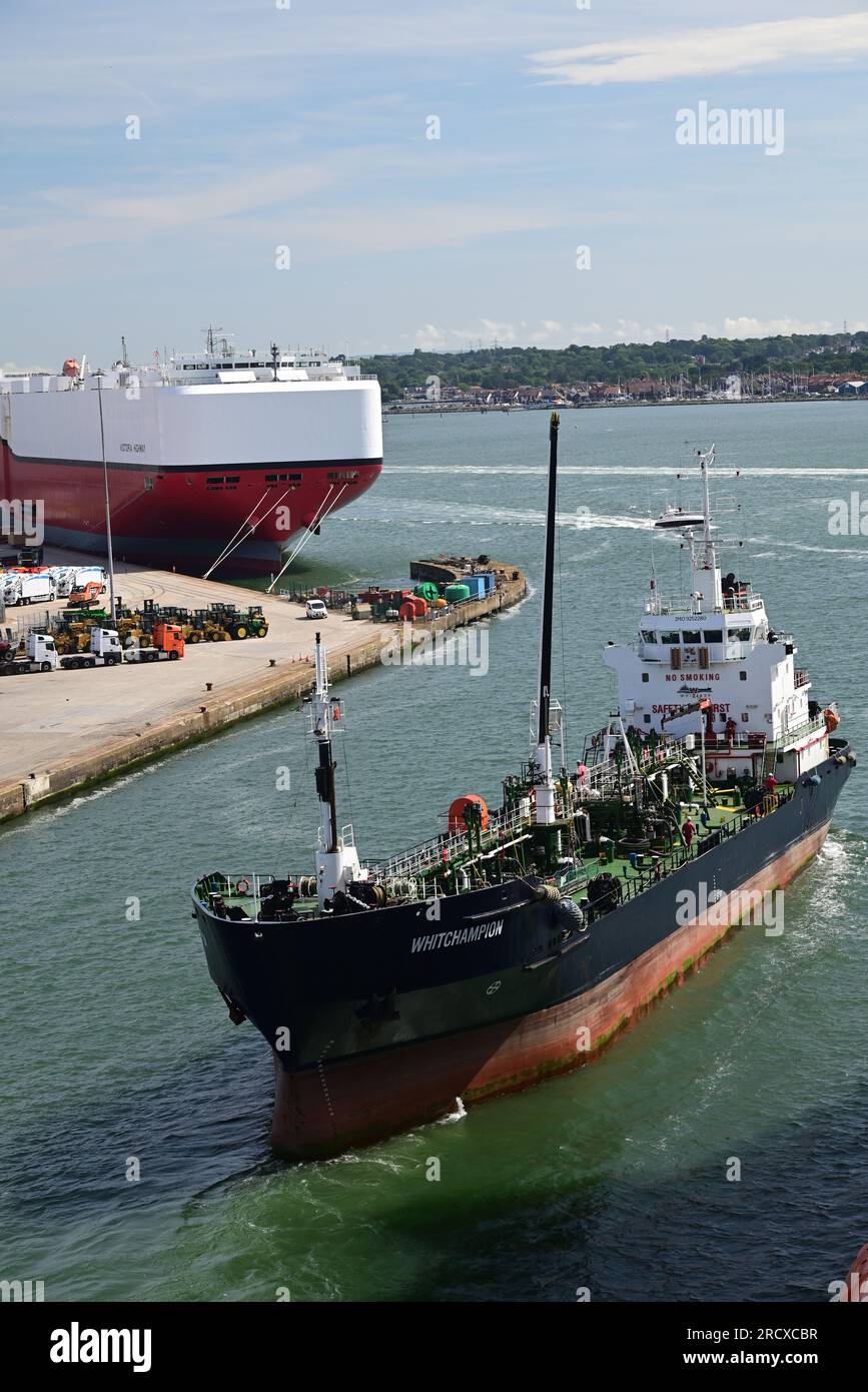 Oil Products Tanker Whitchampion beside Vehicles Carrier Victoria ...