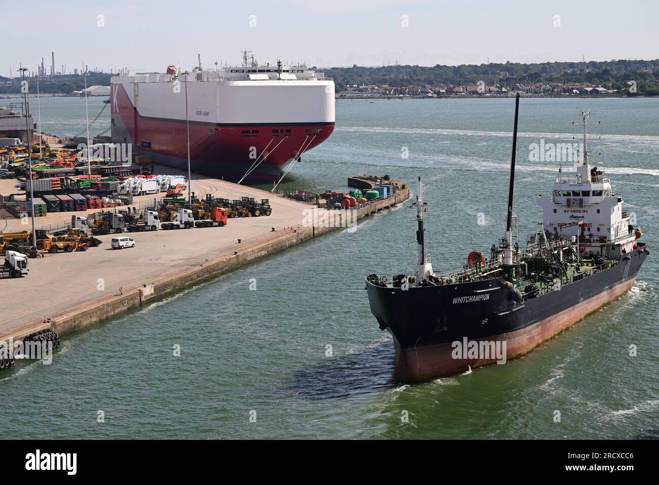 Oil Products Tanker Whitchampion beside Vehicles Carrier Victoria ...