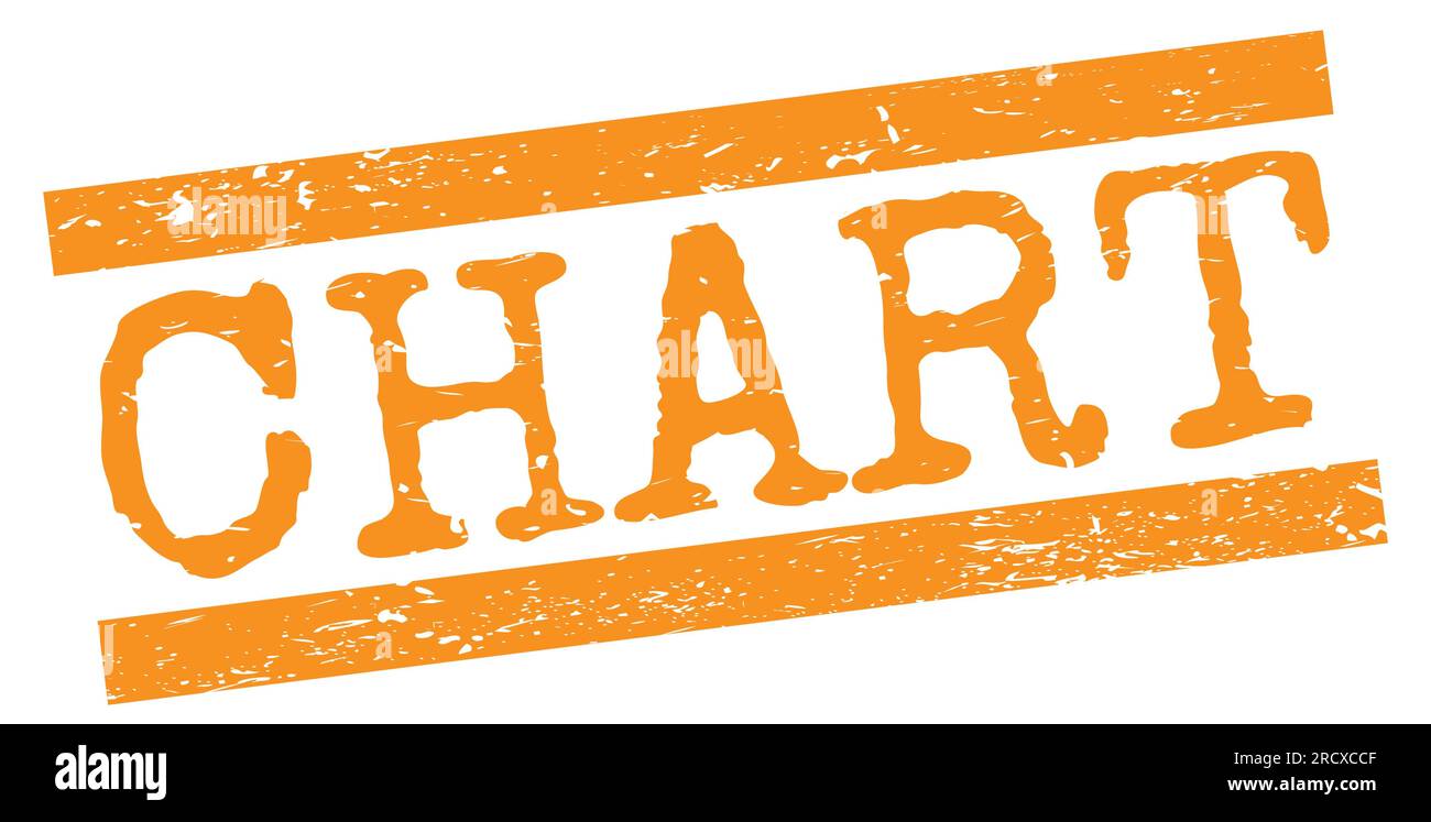 CHART text written on orange grungy lines stamp sign Stock Photo - Alamy