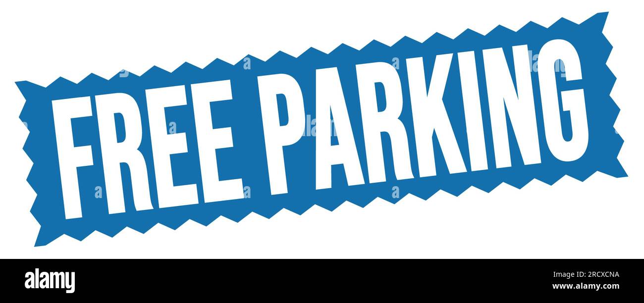 FREE PARKING text written on blue zig-zag stamp sign Stock Photo - Alamy