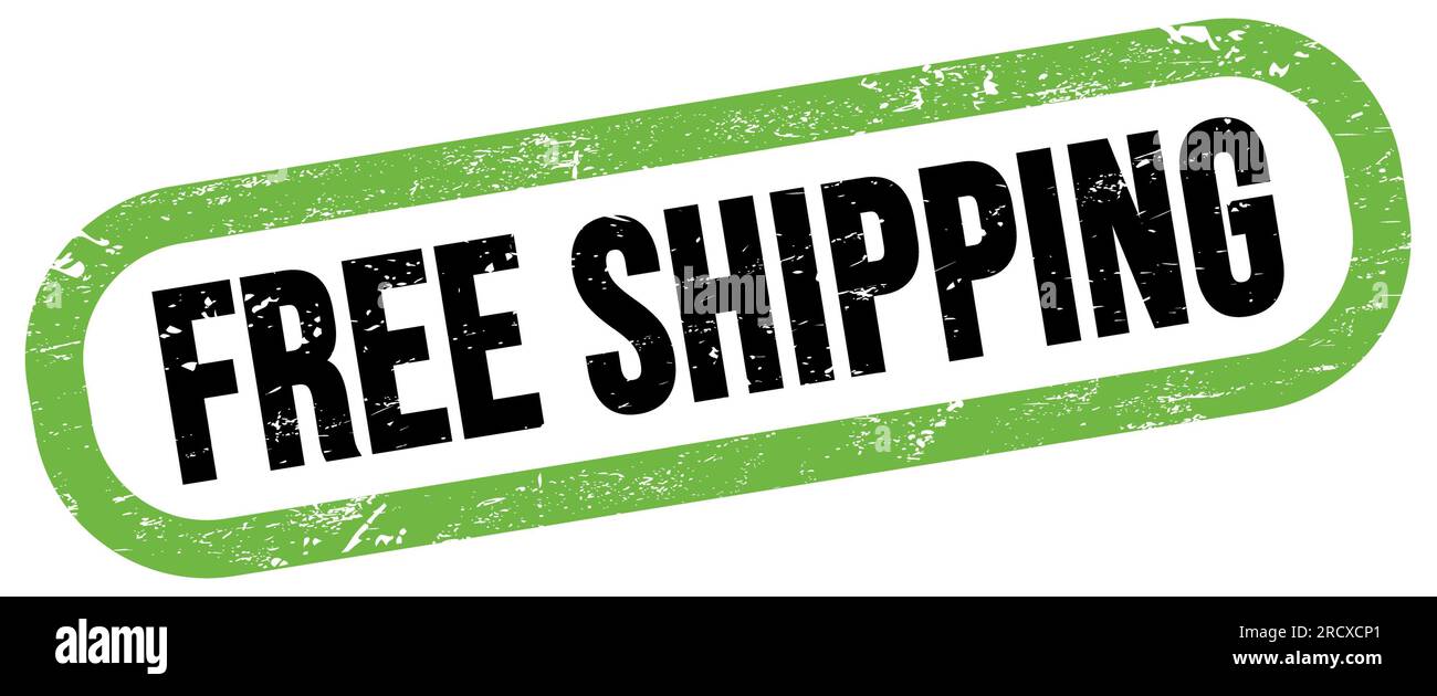 FREE SHIPPING, text on green-black rectangle stamp sign Stock Photo - Alamy