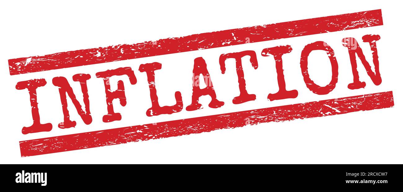 INFLATION text written on red grungy lines stamp sign Stock Photo - Alamy