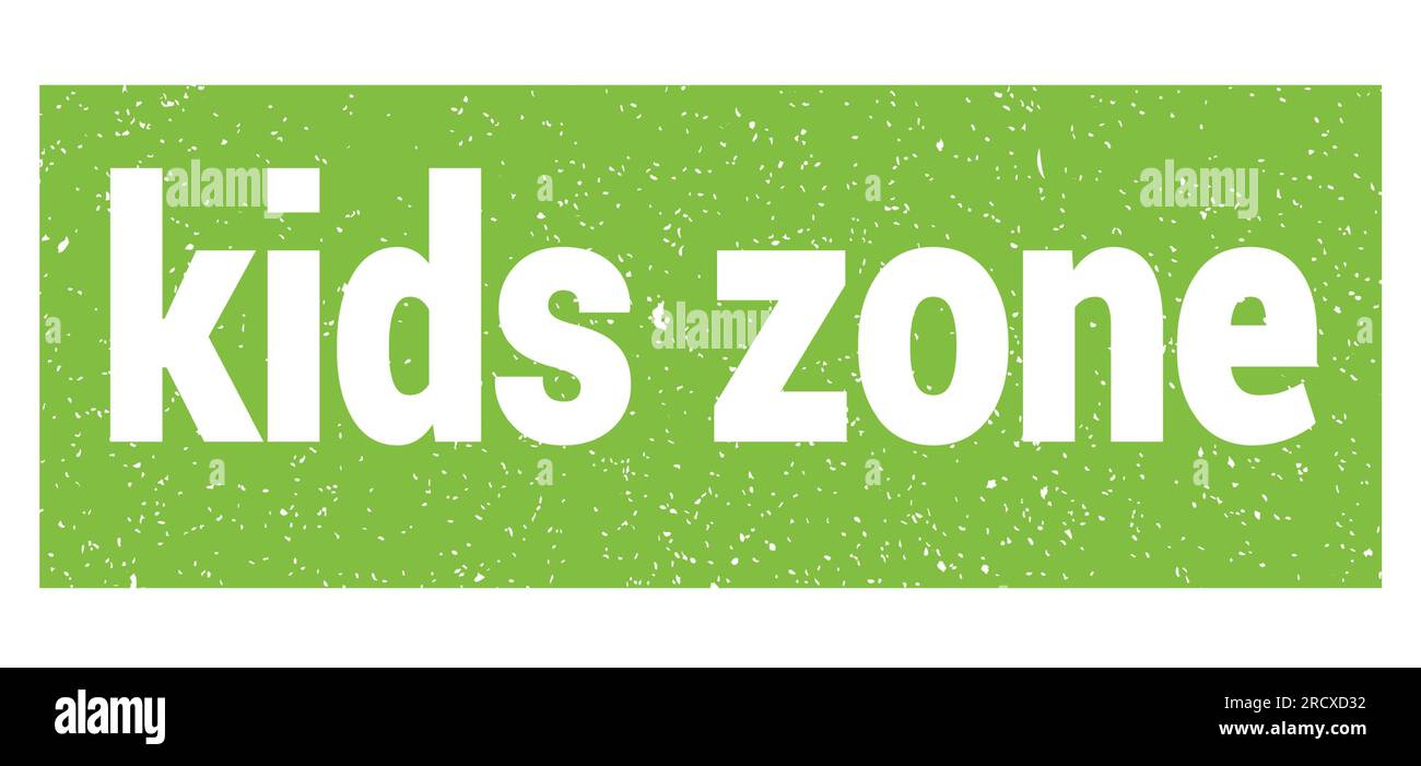 kids zone text written on green grungy stamp sign Stock Photo - Alamy