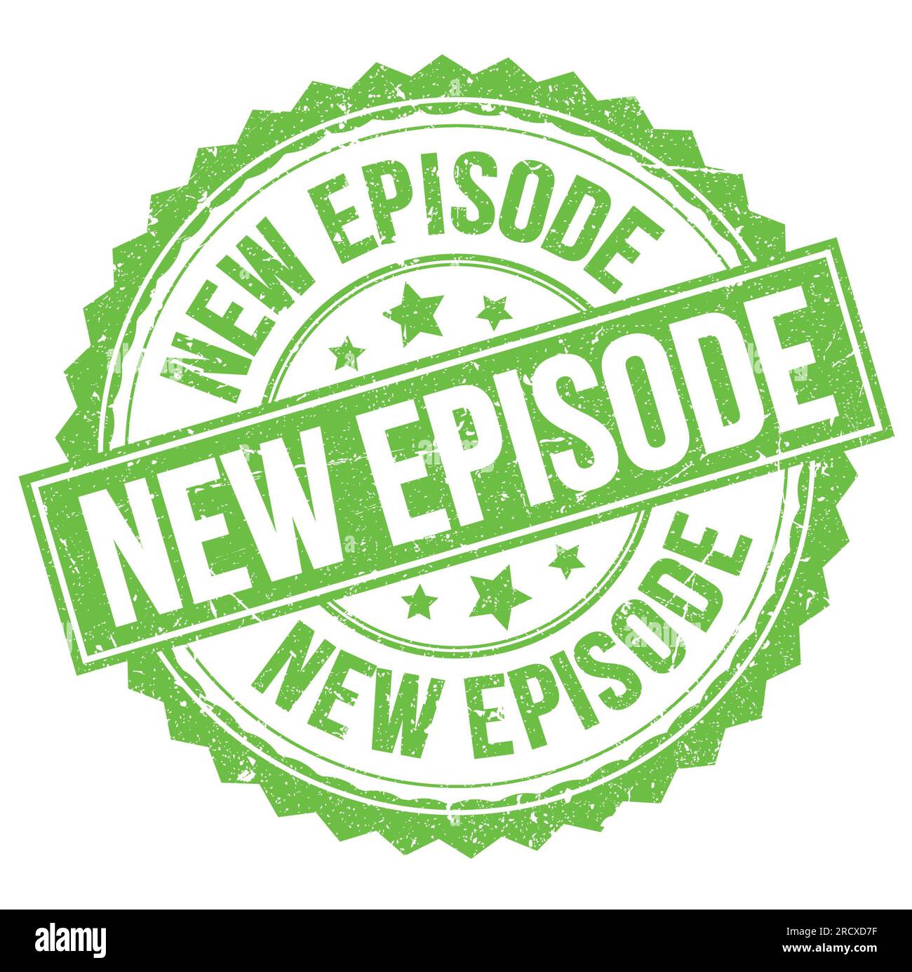 NEW EPISODE text written on green round stamp sign Stock Photo - Alamy