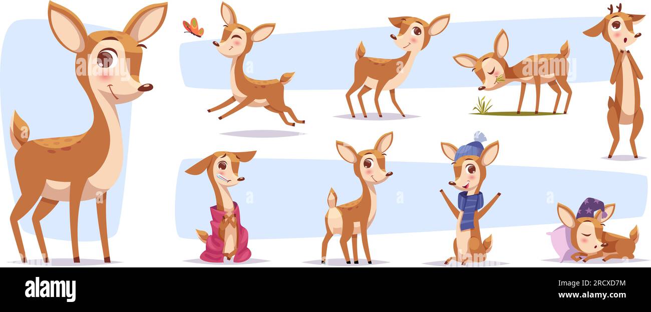 Cute deer. Baby animal in forest exact vector baby deer characters ...