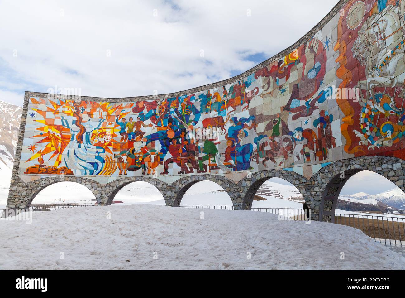 Gudauri, Georgia - May 1, 2019: The Russia–Georgia Friendship Monument ...