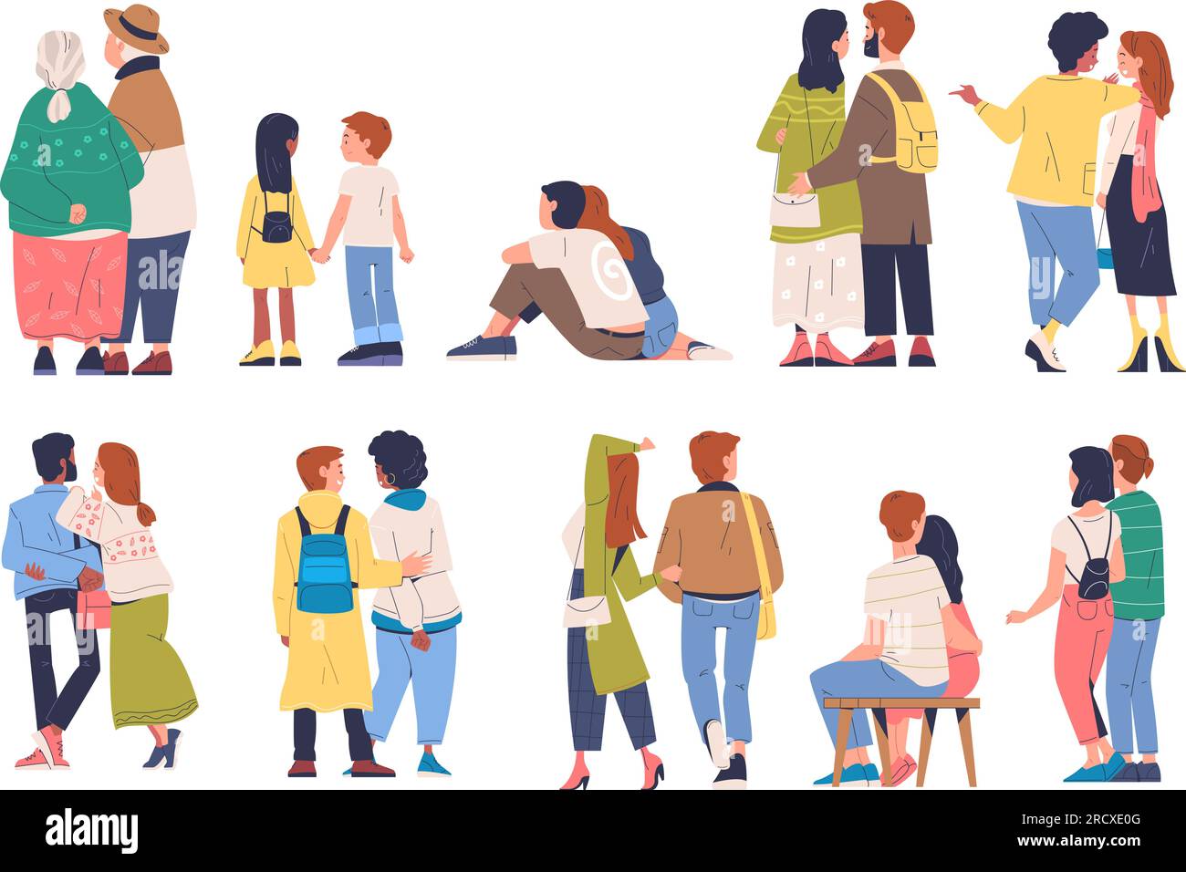 Family hugging rear view Stock Vector Images - Alamy