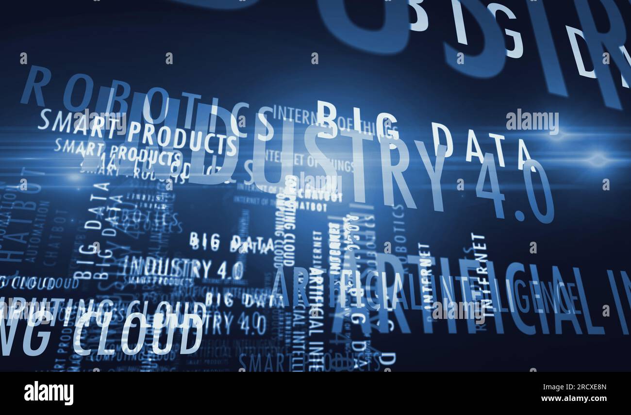 Industry 4.0 revolution kinetic text abstract concept background ...