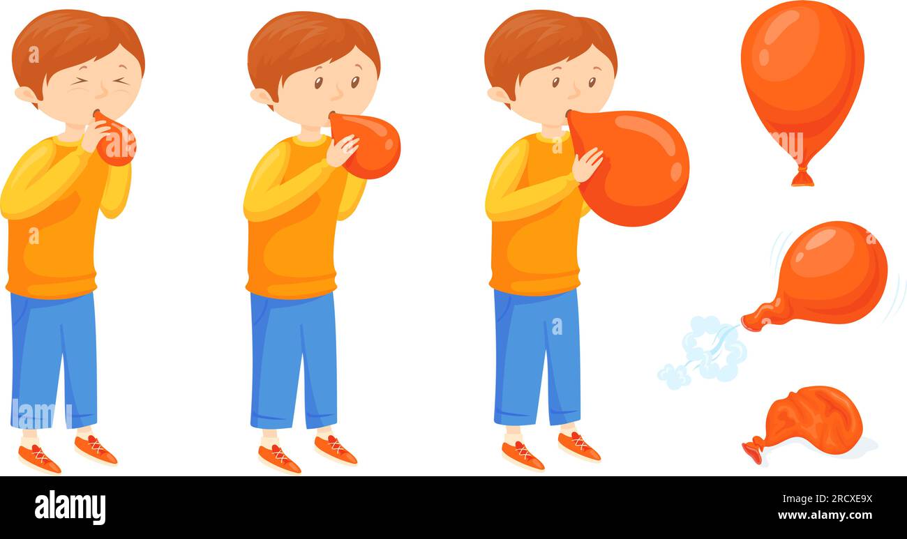 Boy blowing up balloon Stock Vector Images - Alamy