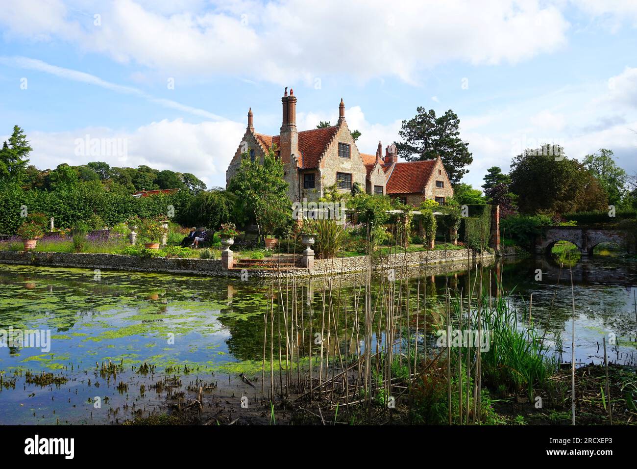 Hindringham Hall - historic moated manor house Stock Photo - Alamy