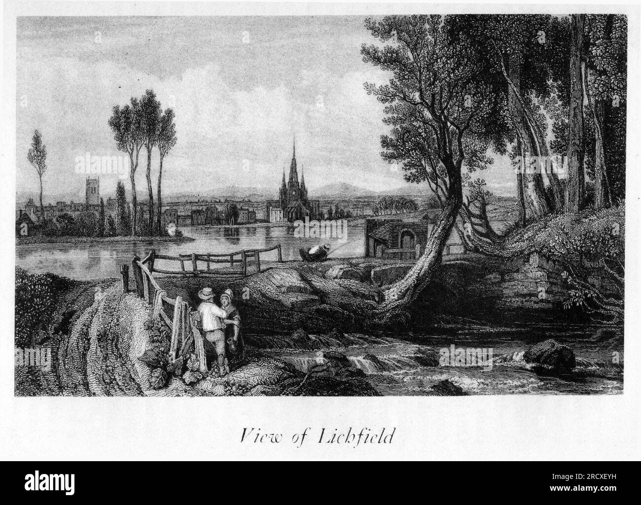 Engraving of Lichfield in England, circa 1880 Stock Photo - Alamy