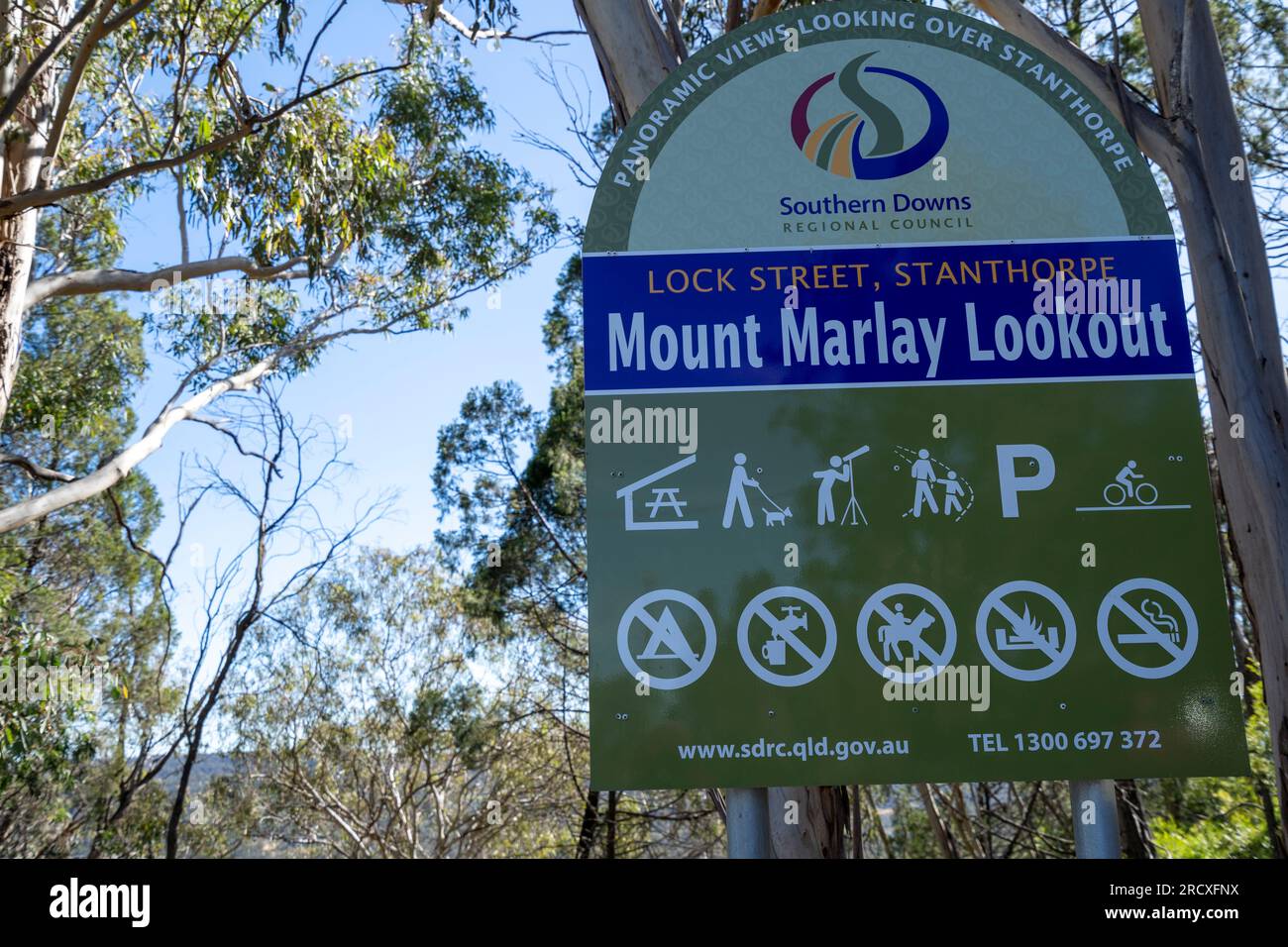 Sign for Mount Marlay Scenic Lookout, Mount Marley, Stanthorpe ...