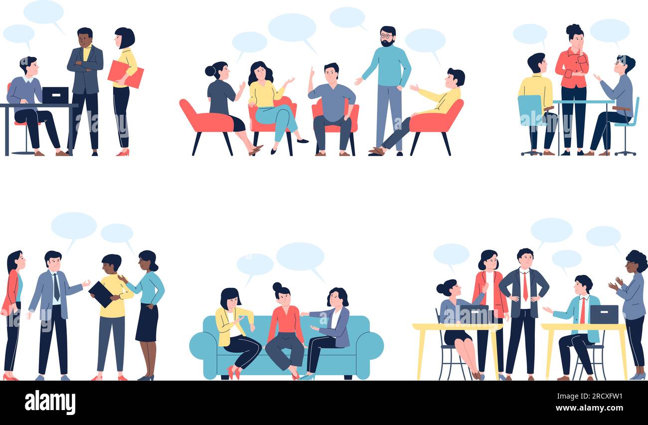 Cartoon office workers in group meeting hi-res stock photography and ...