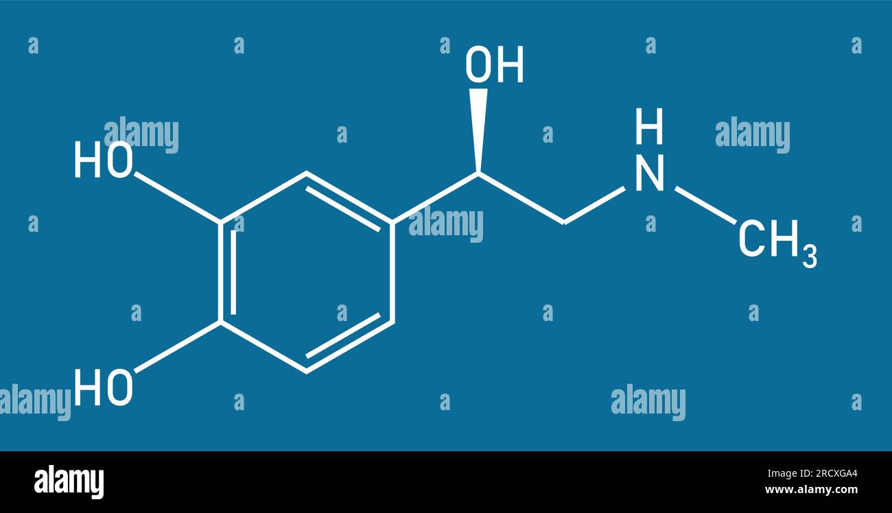 Chemical structure of Adrenaline or epinephrine (C9H13NO3). Chemical ...