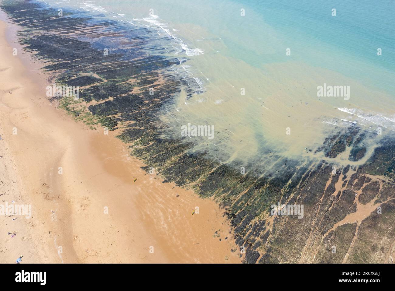 Drone aerial view of sandy beach . Botany bay Broadstairs atlantic ...
