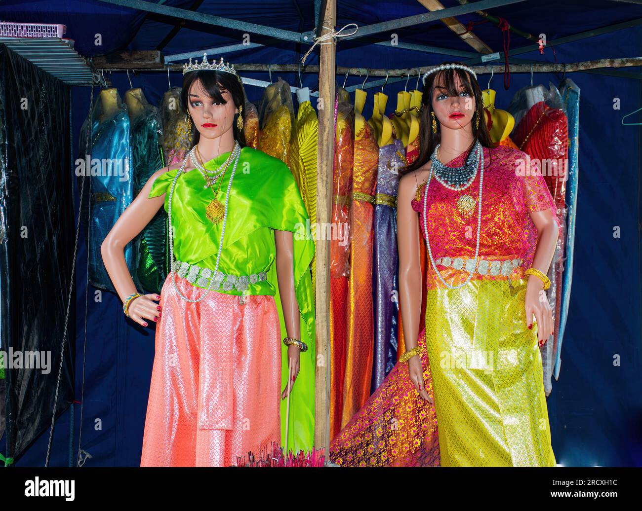 Statues of Nang Takhian couple is a ghost according Stock Photo - Alamy