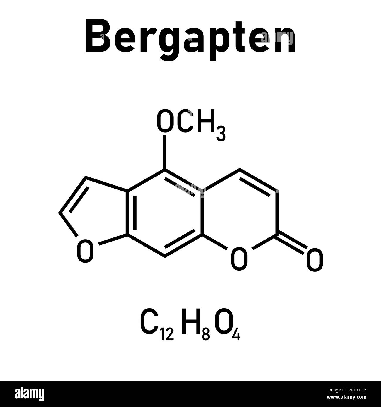 Chemical structure of Bergapten (C12H8O4). Chemical resources for teachers and students. Vector ...