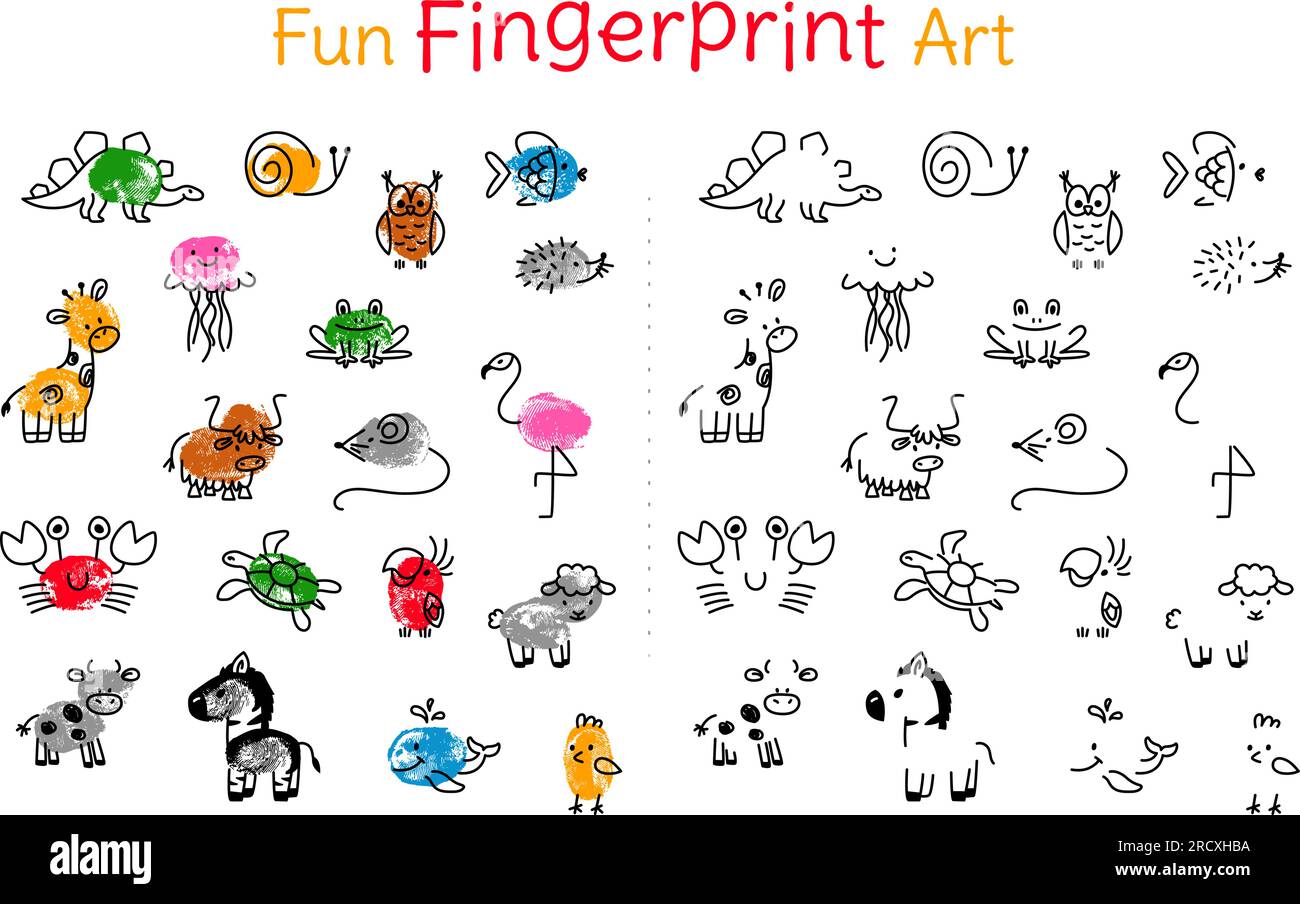 Kids animals fingerprint game. Art nursery educational baby activities ...