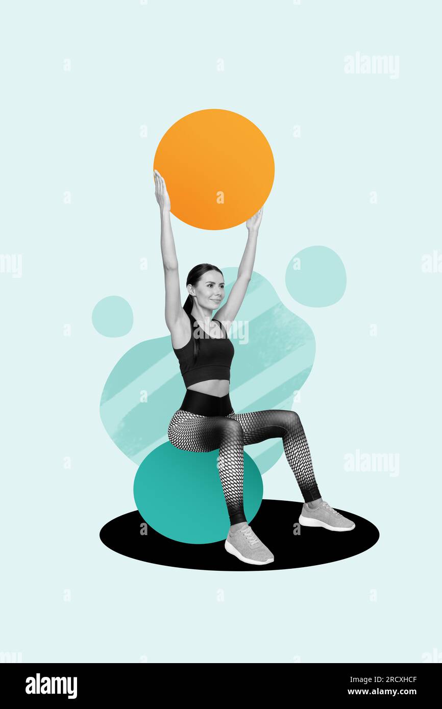 Vertical template collage illustration of professional crossfit trainer ...