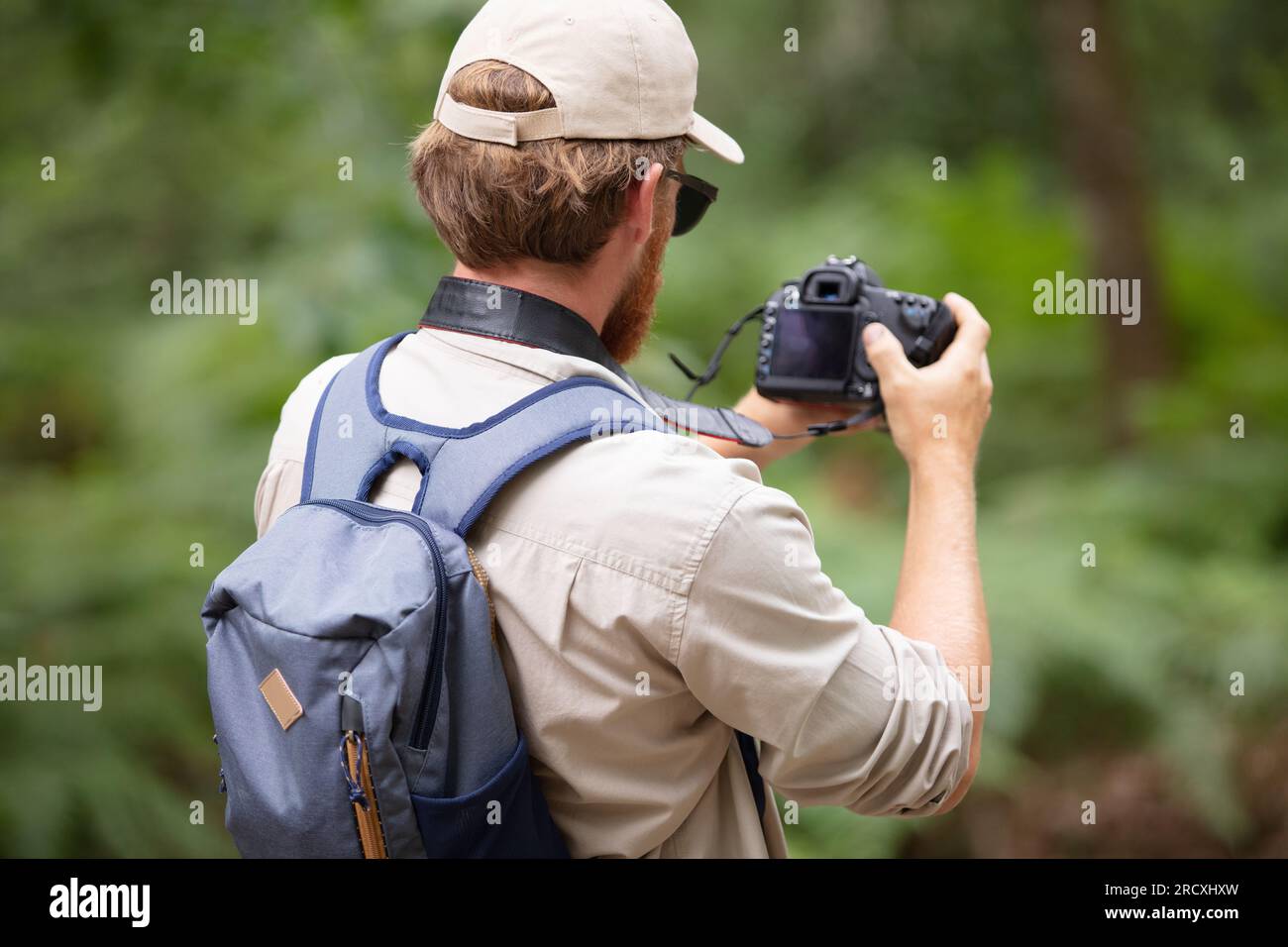 Rear view backpacker camping hi-res stock photography and images - Alamy