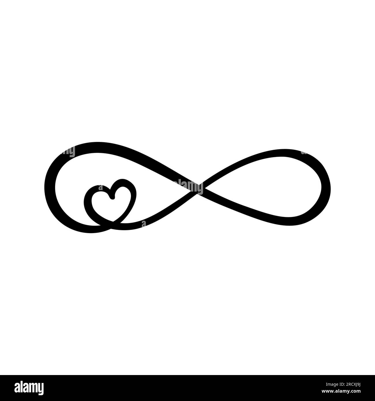 Line art Infinity sign with heart on white background. Isolated ...