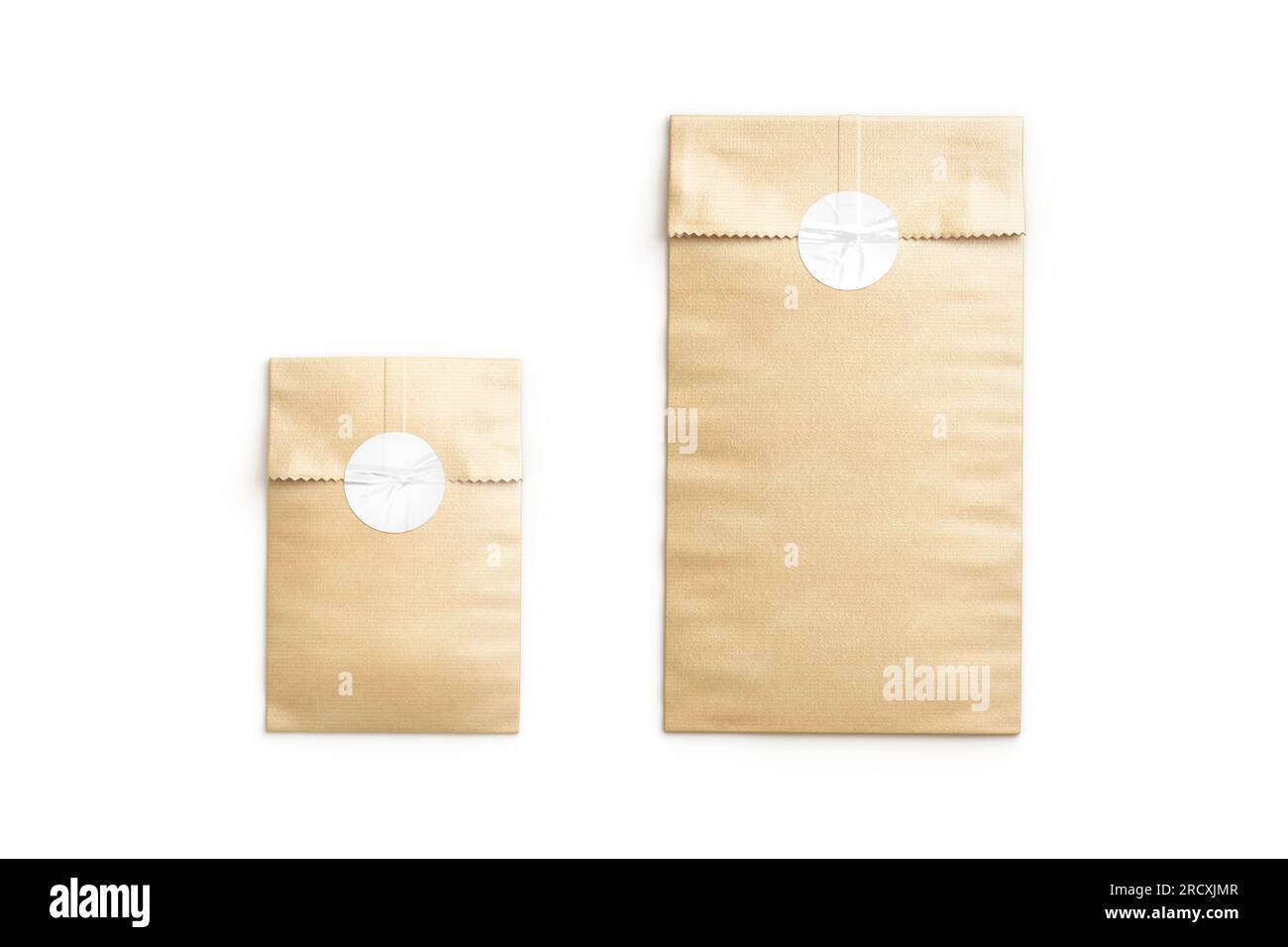 Blank craft rectangle paper bag with sticker mockup, top view Stock ...