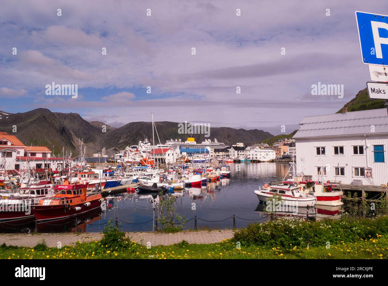 Honningsvåg harbour northern most city in mainland Norway Europe on ...