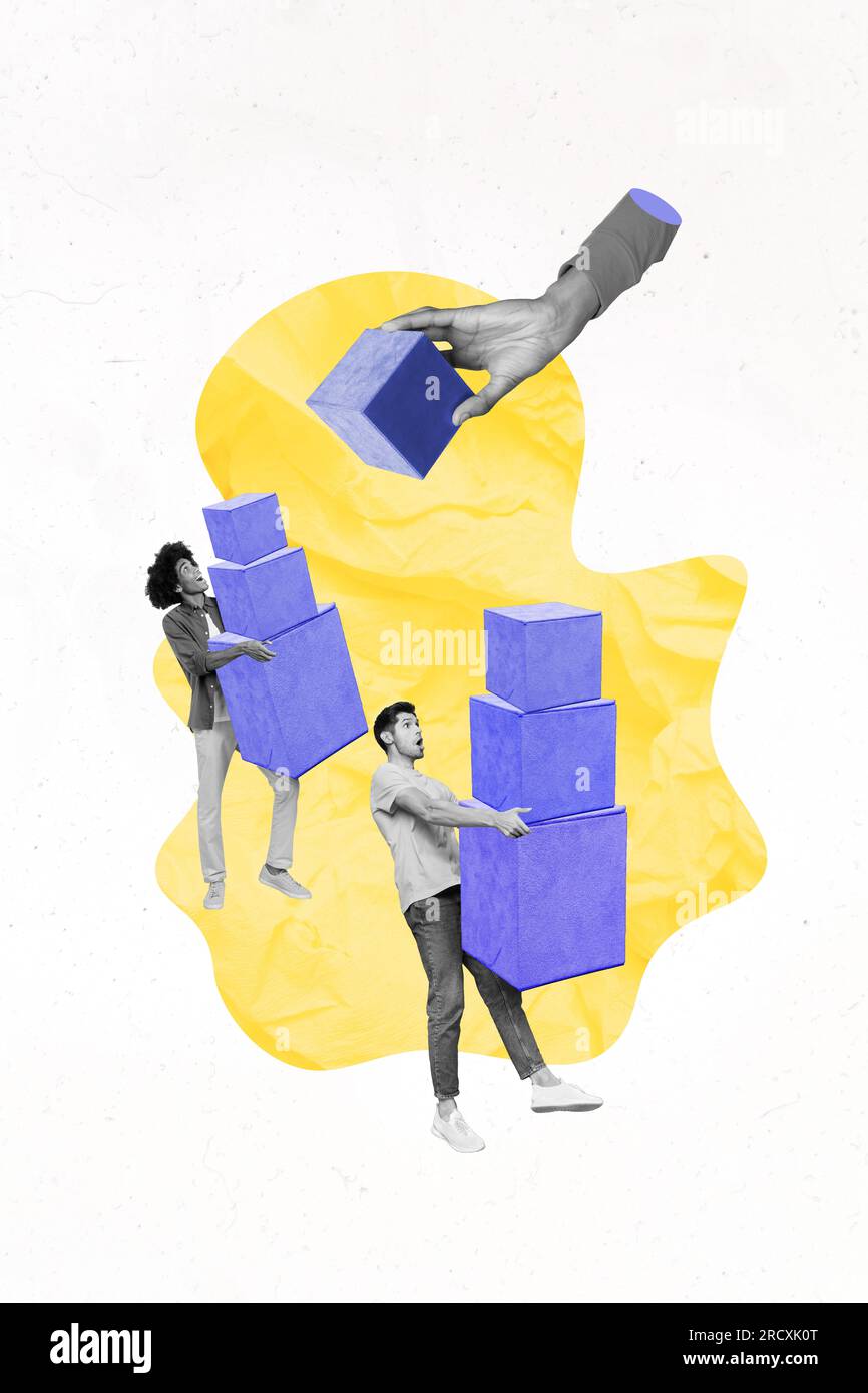 Artwork template pop collage of hardworking manager building ...