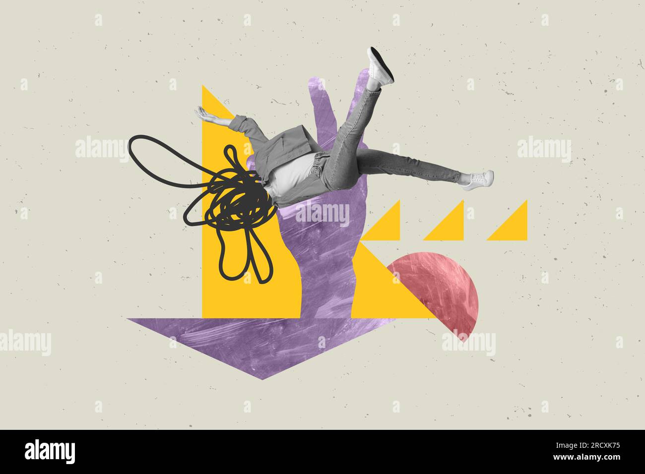 Picture collage image artwork of weird strange person fly air mental ...