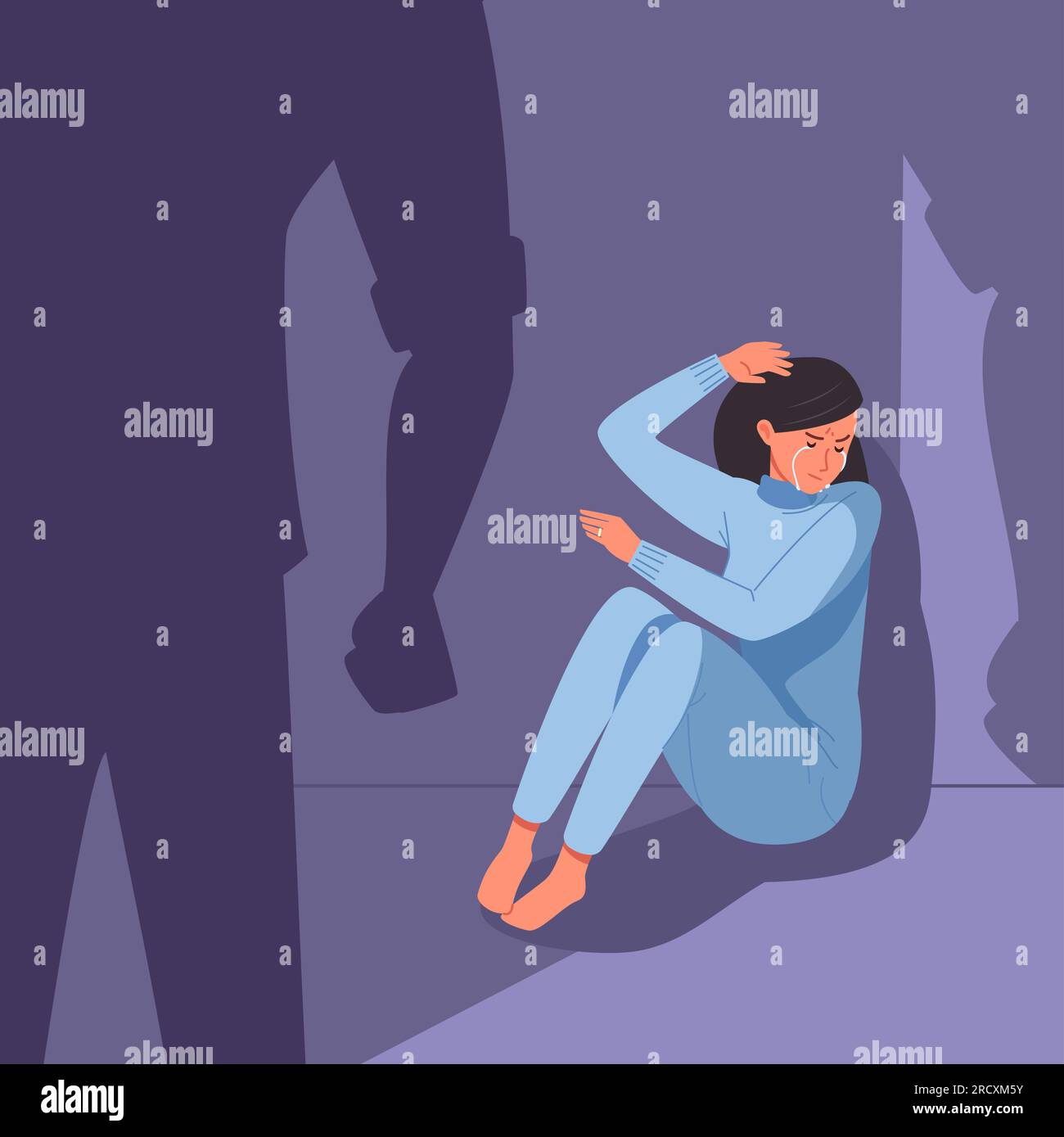 Man domestic violence. Woman abuse concept, aggressive abusing shadow silhouette violently ...