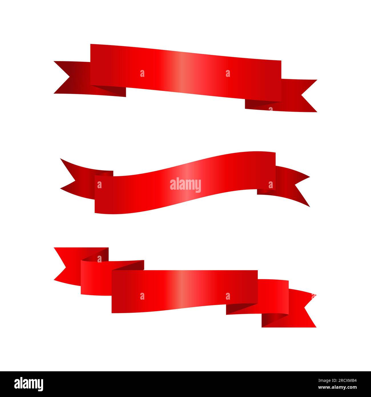 Red ribbons collection on white background. Pictogram, icon set ...