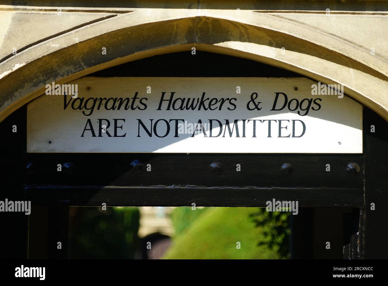 'Vagrants, Hawkers & Dogs are not admitted' - sign over the main ...