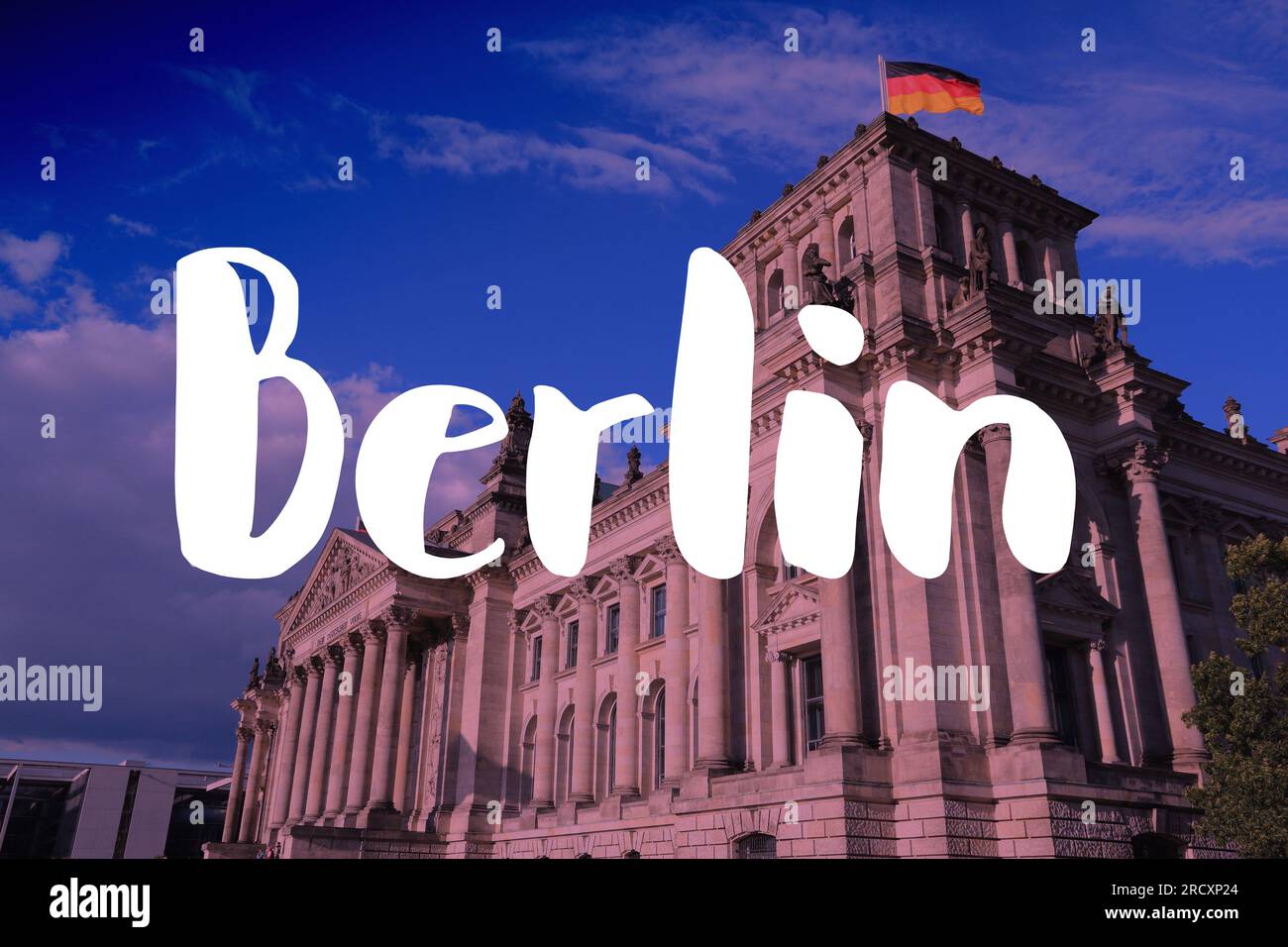 Berlin, Germany. City name cool photo postcard. Travel destination text ...