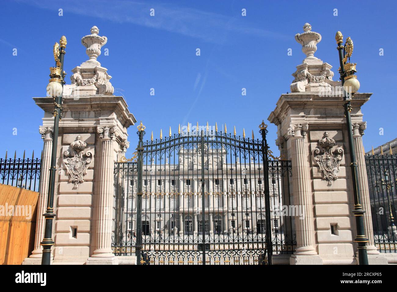 Royal Palace gate in Madrid, Spain. Its other name is Palacio Oriente ...
