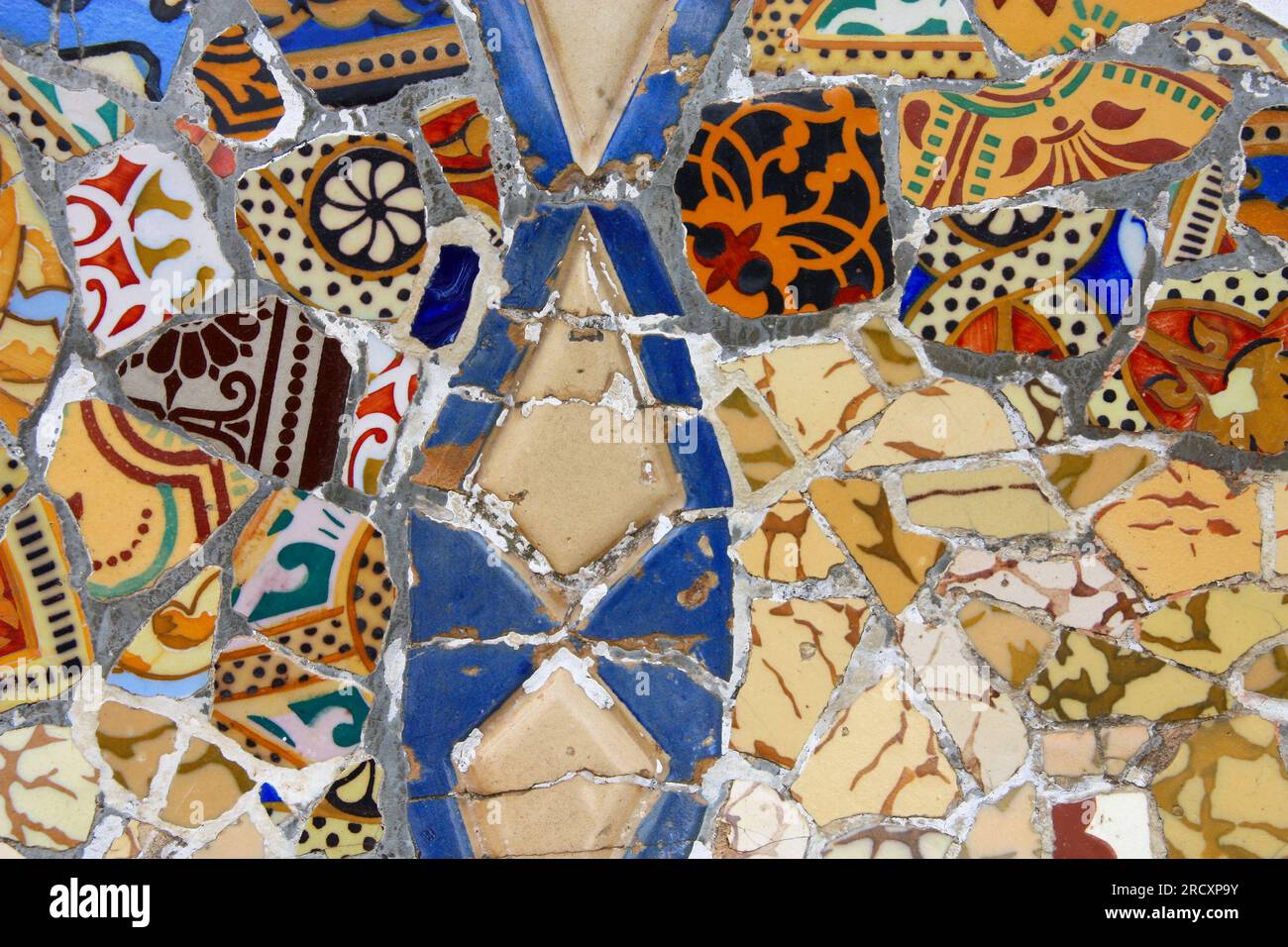Barcelona colorful mosaic pattern by Antoni Gaudi. Modernist style ...